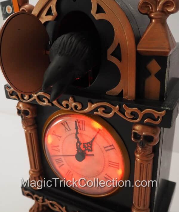 Tekky Halloween Animated Skull Clock w/ Raven & Skull, Motion, Lights ...